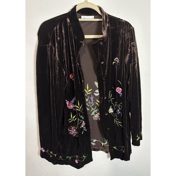 Susan Graver | Jackets & Coats | Susan Graver Brown Velour Hummingbird ...